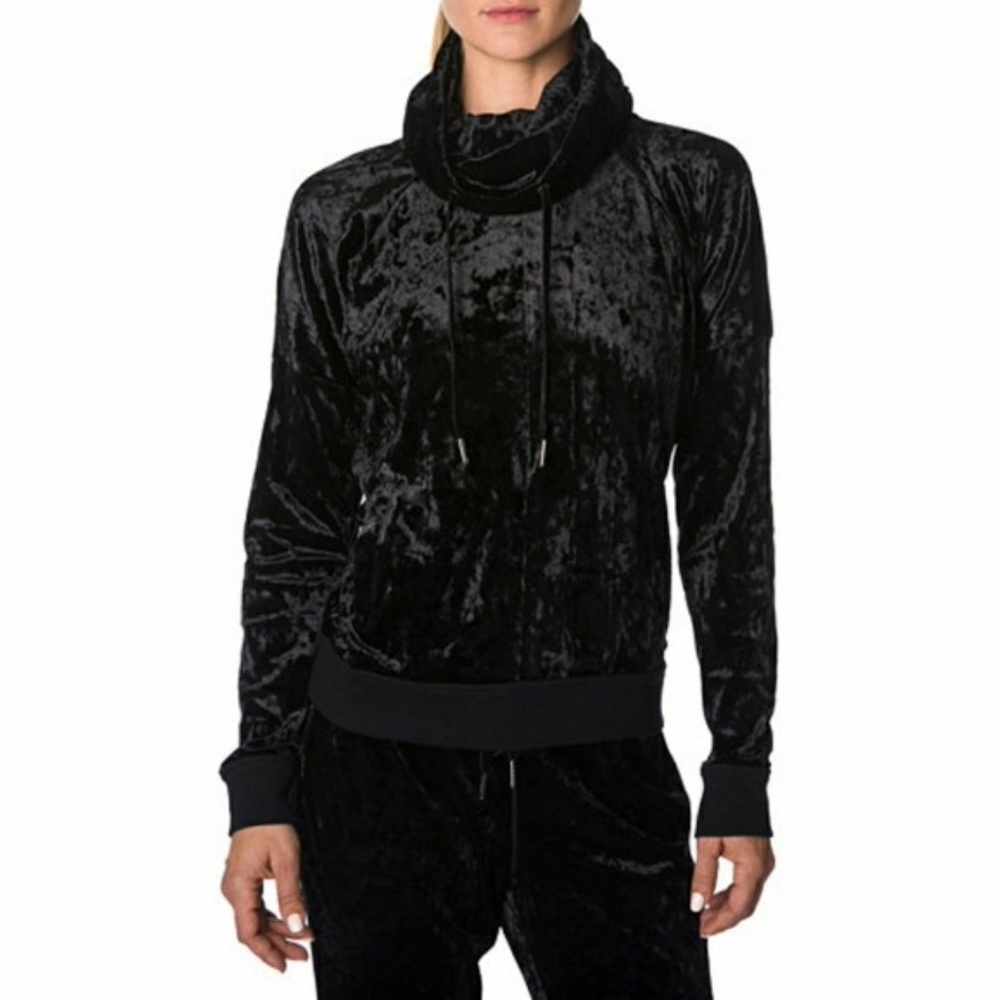 Betsey Johnson Black Crushed Velvet Cowl Neck Sweatsh… - Gem